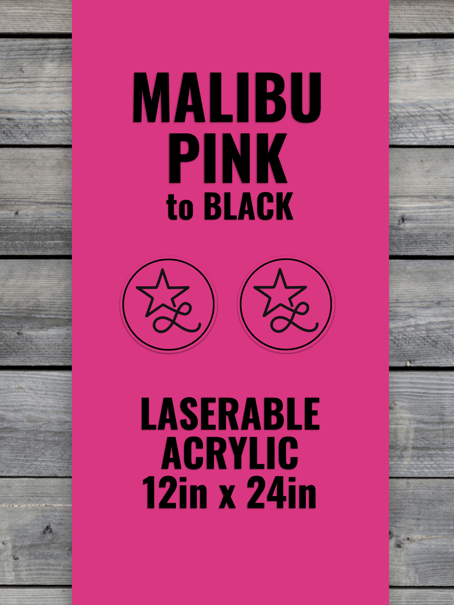 Acrylic: Malibu Pink / Black Durra-Bull™ Laserable Panels (12"x24 ...