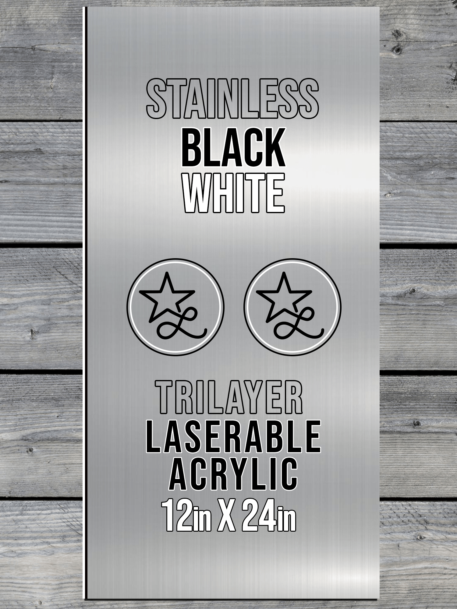 Acrylic: Stainless / Black / White TriLayer Durra-Bull™ Laserable Pane ...